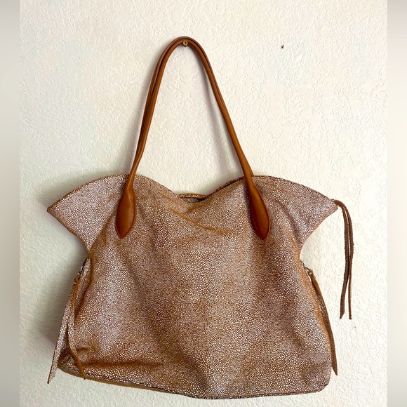 Sorial | Bags | Sorial Brown White Leather Pebbled Print Shoulder Bag ...
